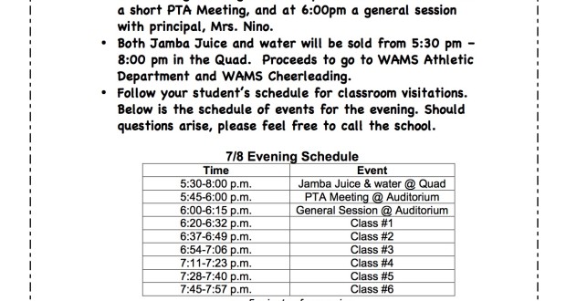 WAMS Back-To-School Night - The Sanger Scene