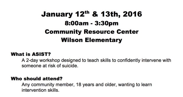 ASIST (Applied Suicide Intervention Skills Training) - The Sanger Scene