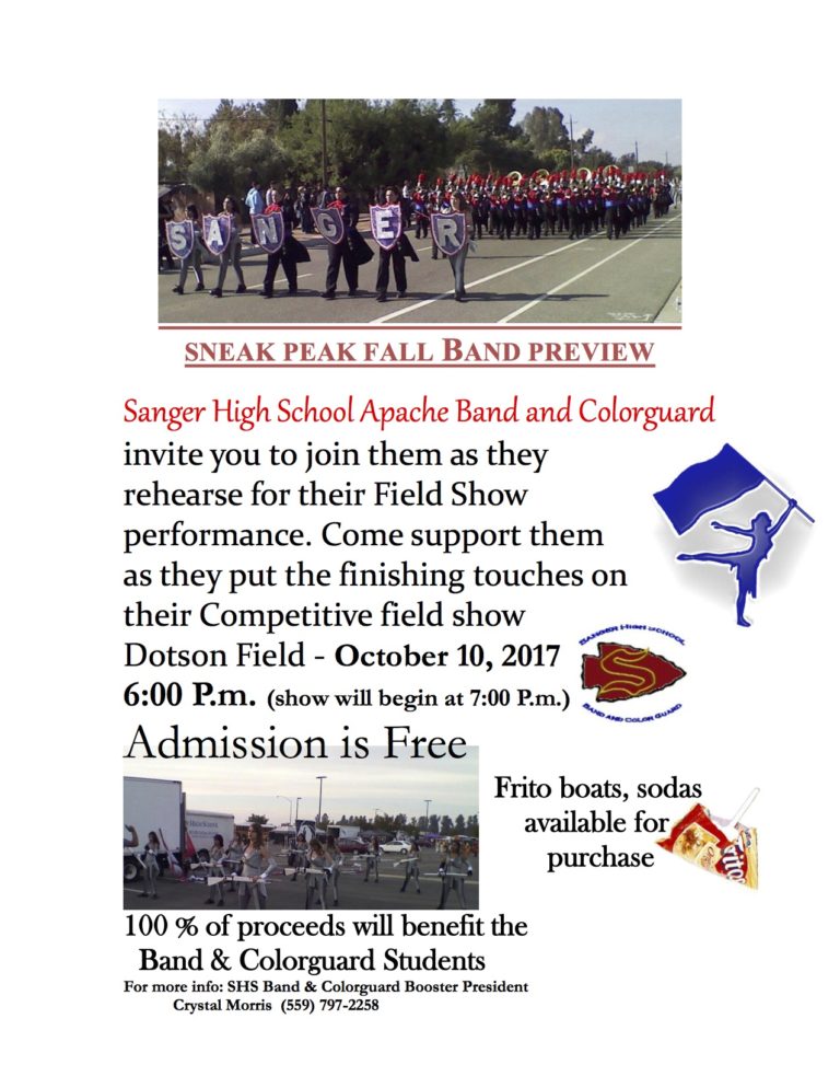 Sanger High School Apache Band and Colorguard Sneak Peek Fall Band ...