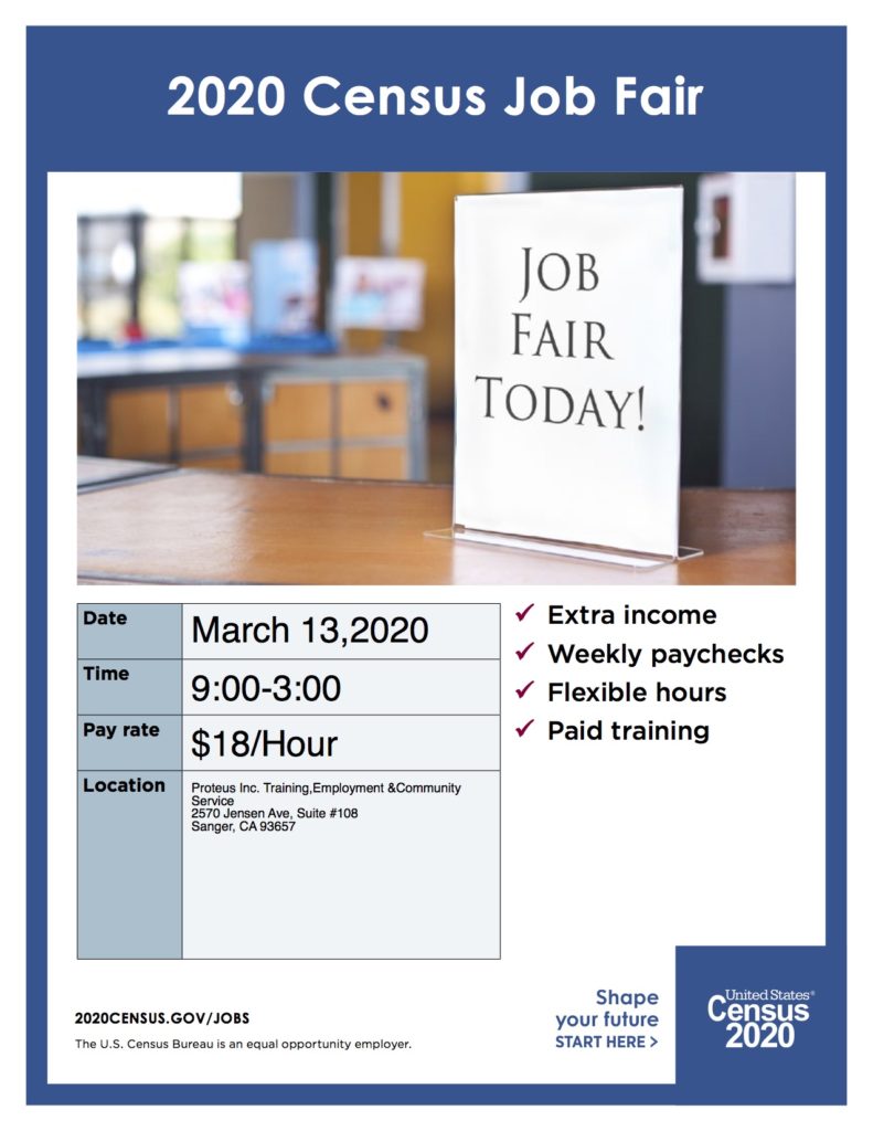 2020 Census Job Fair at Proteus Inc. - The Sanger Scene