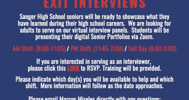 SHS Virtual Senior Exit Interviews - The Sanger Scene