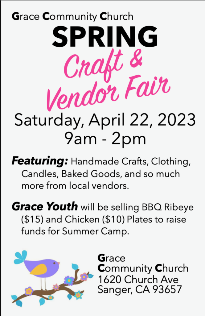 Grace Community Church Spring Craft & Vendor Fair - The Sanger Scene